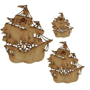 Pirate Ship MDF Wood Shape style 3 for arts and crafts